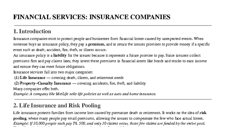 Final Lecture Notes on Insurance and Foreign Exchange (FIN-405) - Studocu