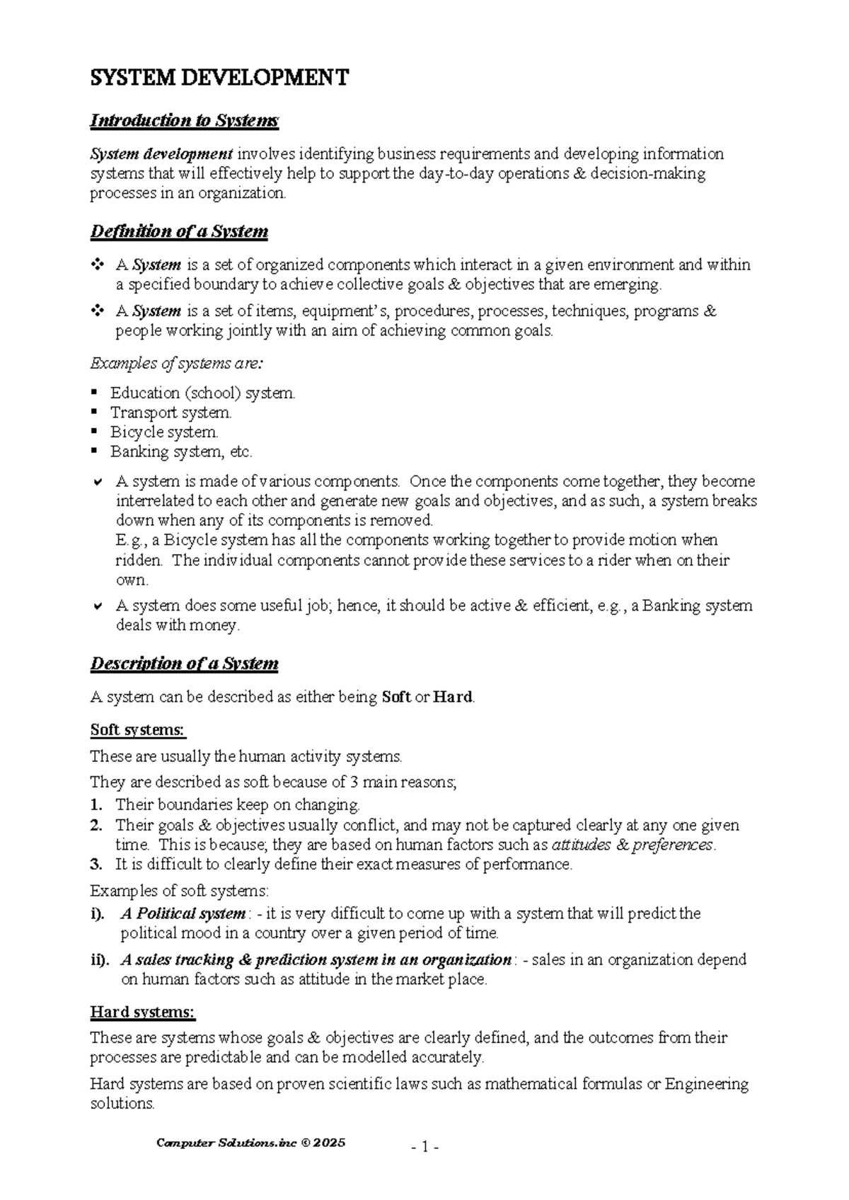 System Development Notes (SYS 2025) - Studocu