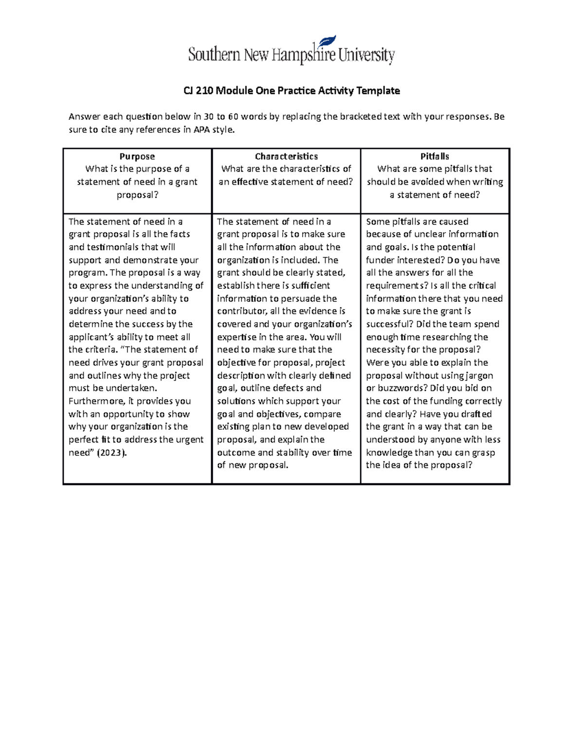CJ 210 Module One Practice Activity Template - CJ 210 Module One ...