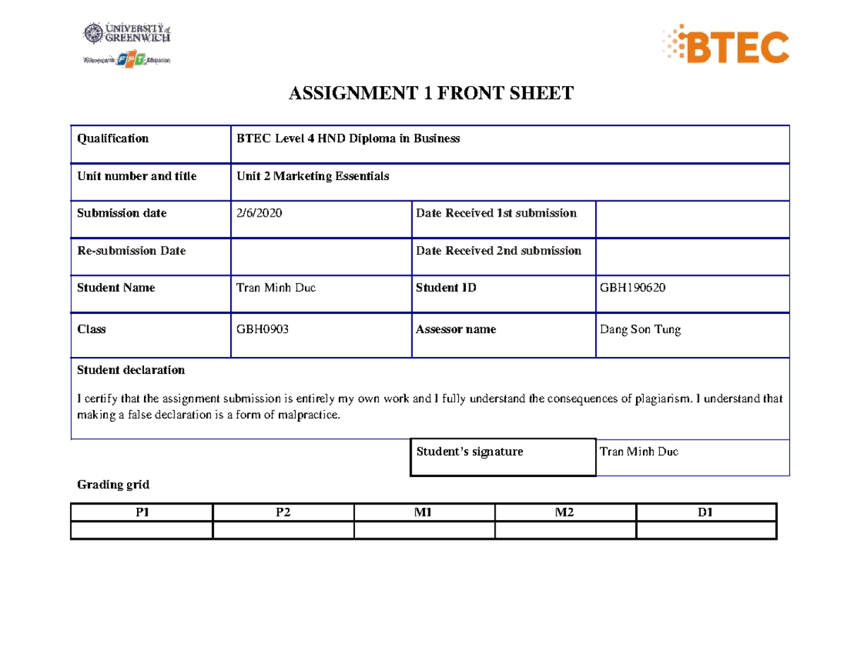 486- Assignment 1 Frontsheet - Copy-converted-converted - ASSIGNMENT 1 FRONT SHEET Qualification ...