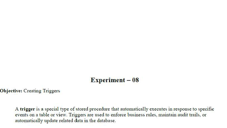 Trigger Creation and Management - PRE-C 08 - Studocu