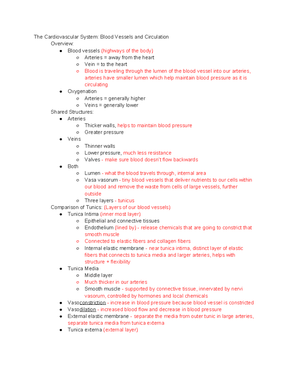 Circulatory System (BIO 101): Blood Vessels, Pressure Regulation, and ...