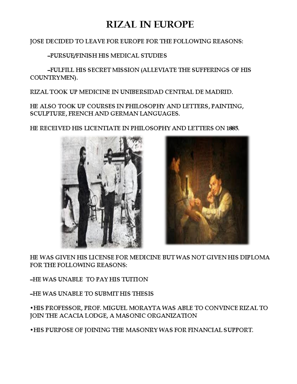 Lesson 4 - Rizal in Europe - RIZAL IN EUROPE JOSE DECIDED TO LEAVE FOR ...