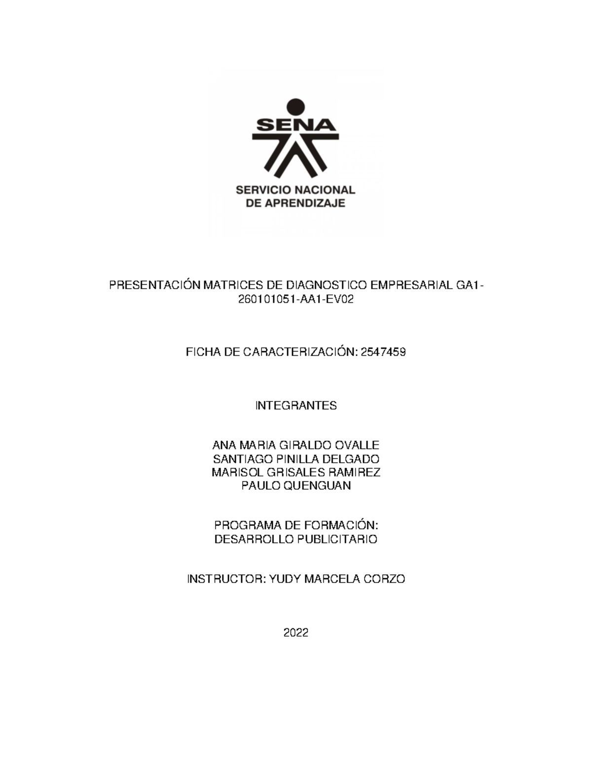 Presentación De Matrices De Diagnóstico Empresarial Ga1 260101051 Aa1