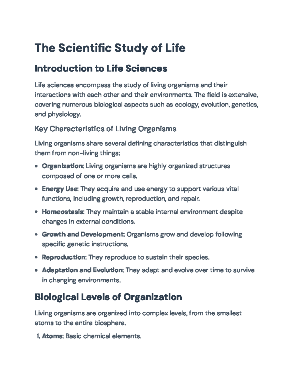 Introduction to Life Sciences: Key Concepts and Characteristics - The ...