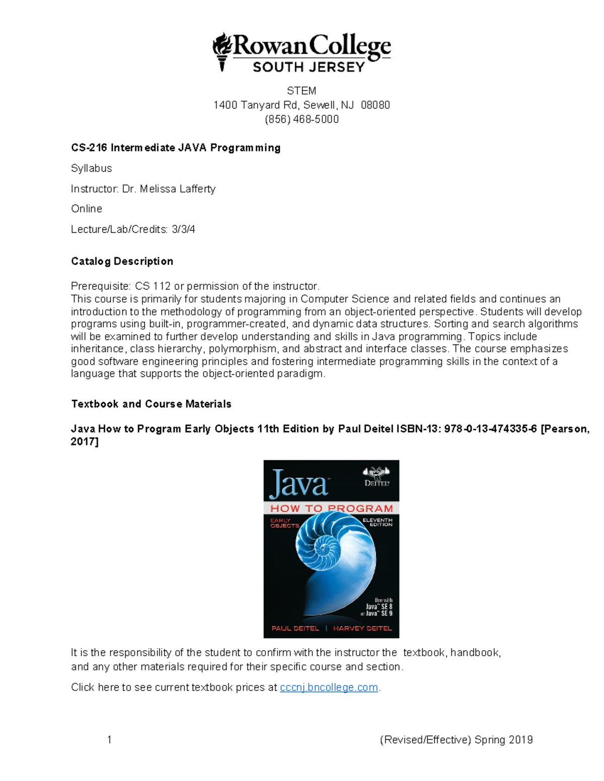 CS216-Syllabus - Intermediate Java Programming Course Overview - Studocu