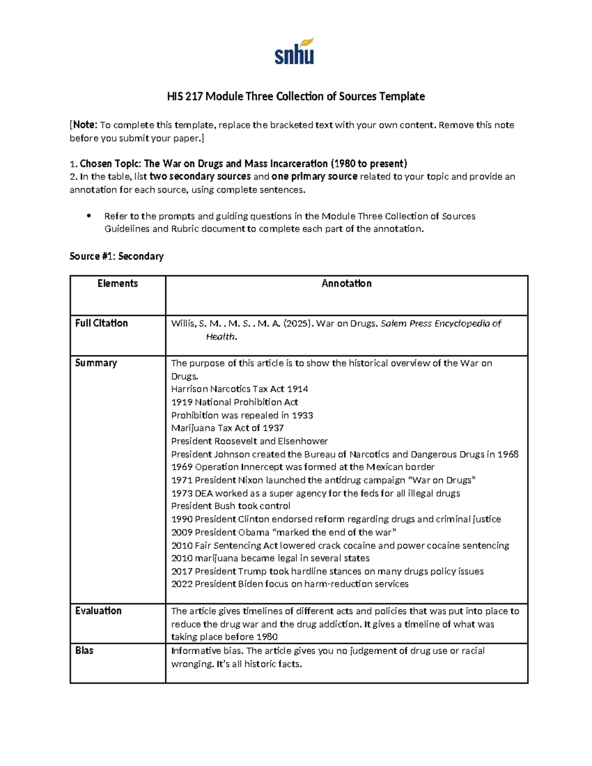HIS 217 Module Three: Sources on War on Drugs & Mass Incarceration ...