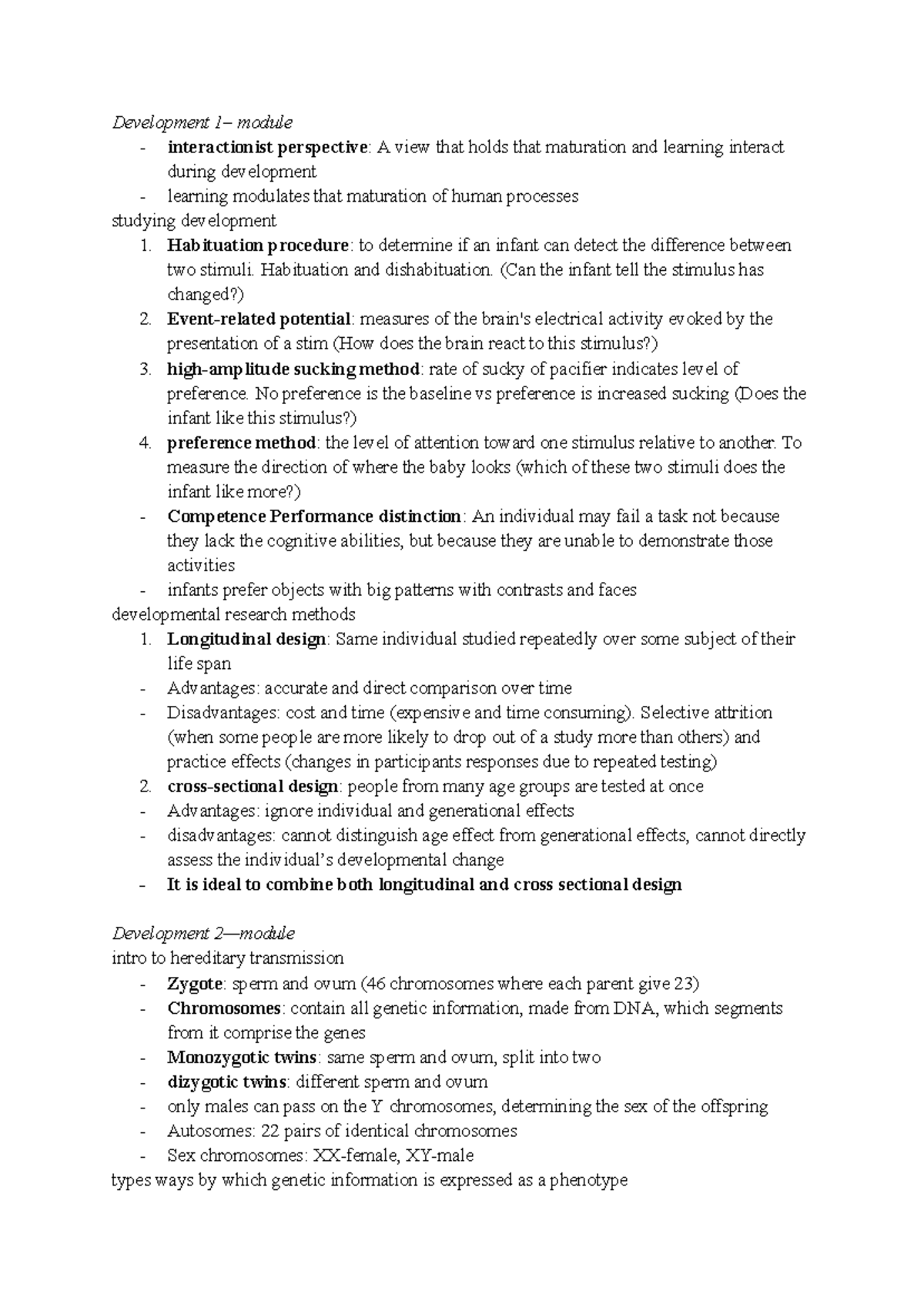 Psych 1XX3 Midterm: Developmental Psychology and Interactionist ...