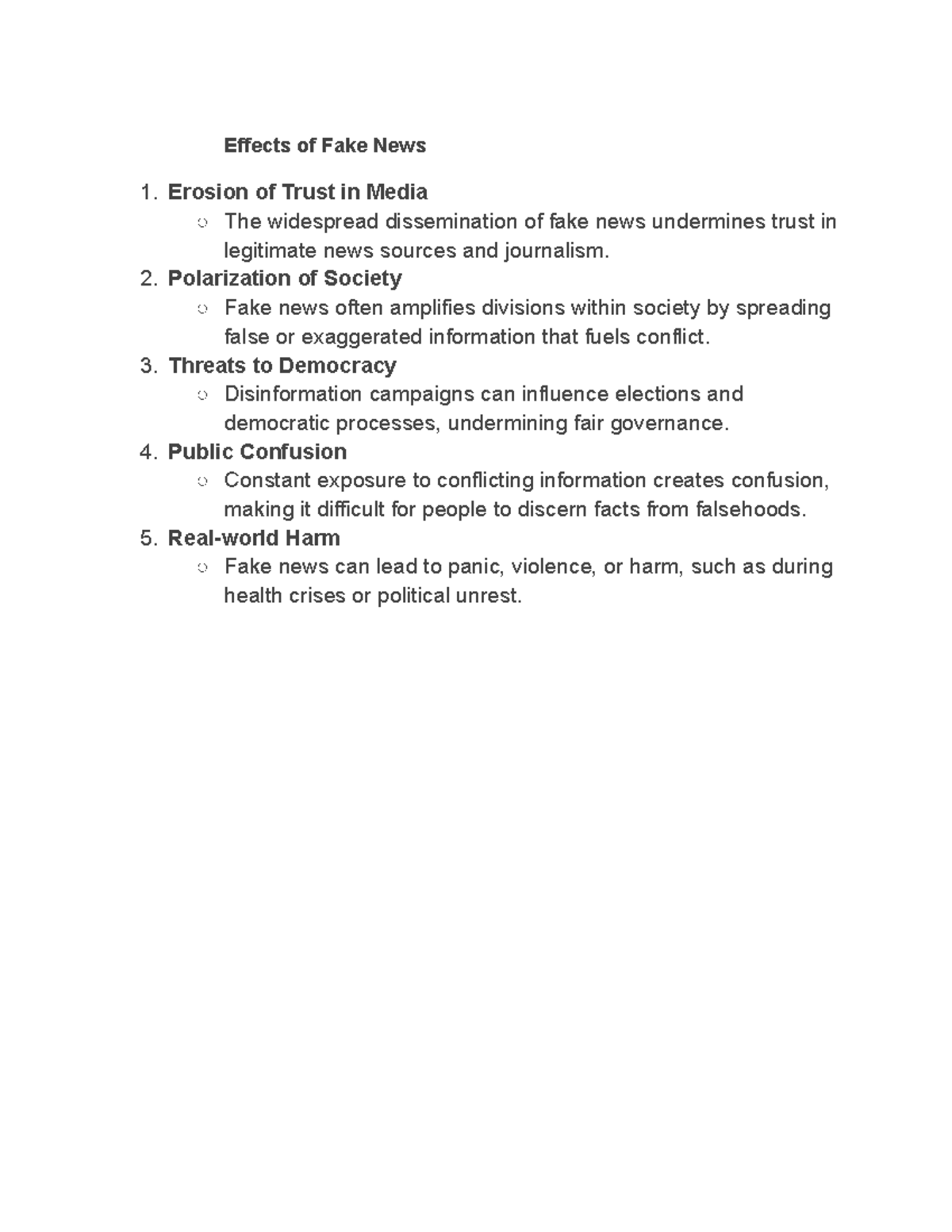 Effects of Fake News - Erosion of Trust in Media The widespread ...