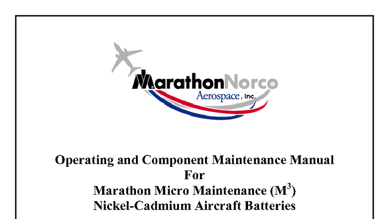 Marathon Micro Maintenance (M3) Aircraft Batteries Manual - Studocu