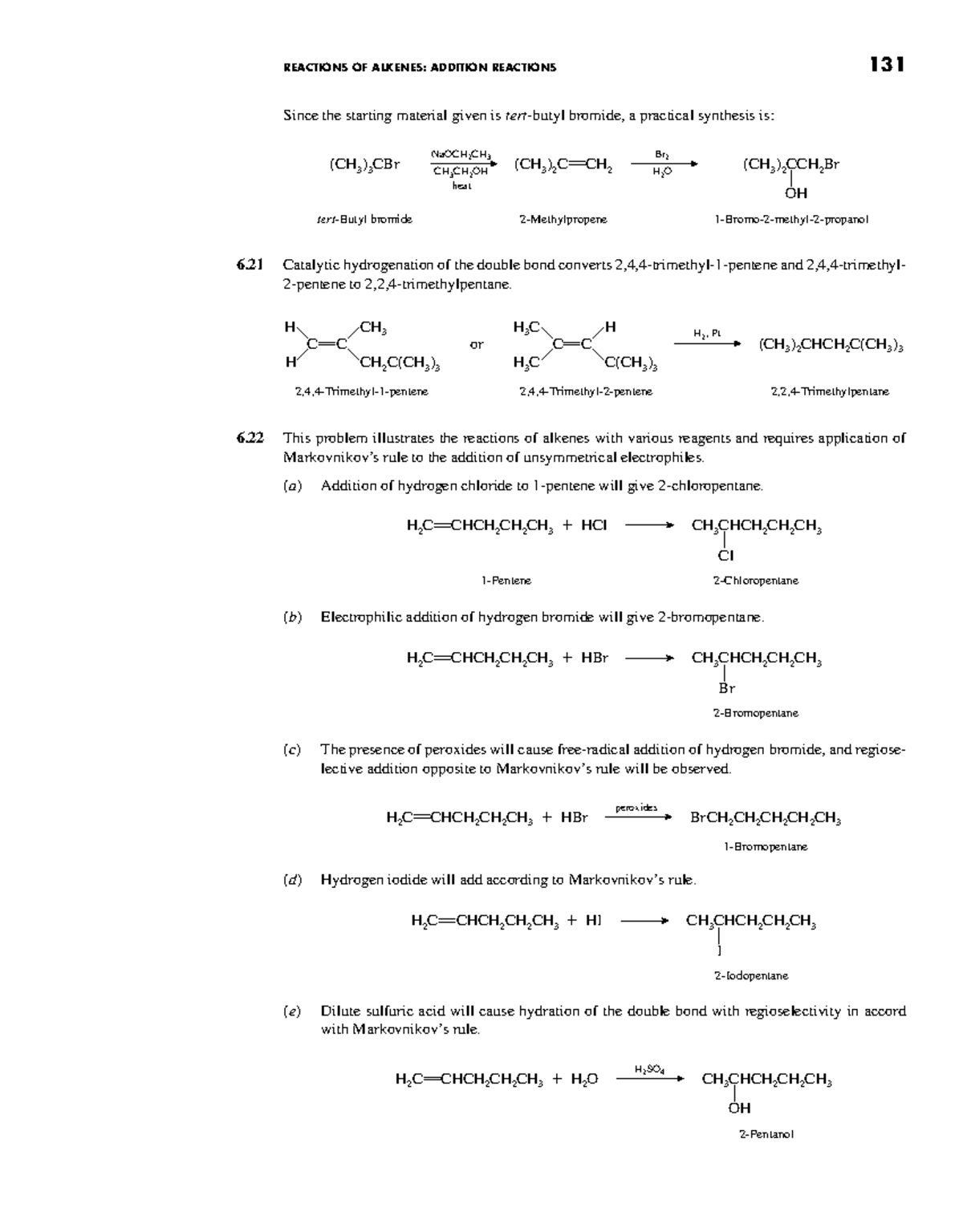 131 REACTIONS OF ALKENES: ADDITION REACTIONS - OC 4th Ed Solutions ...
