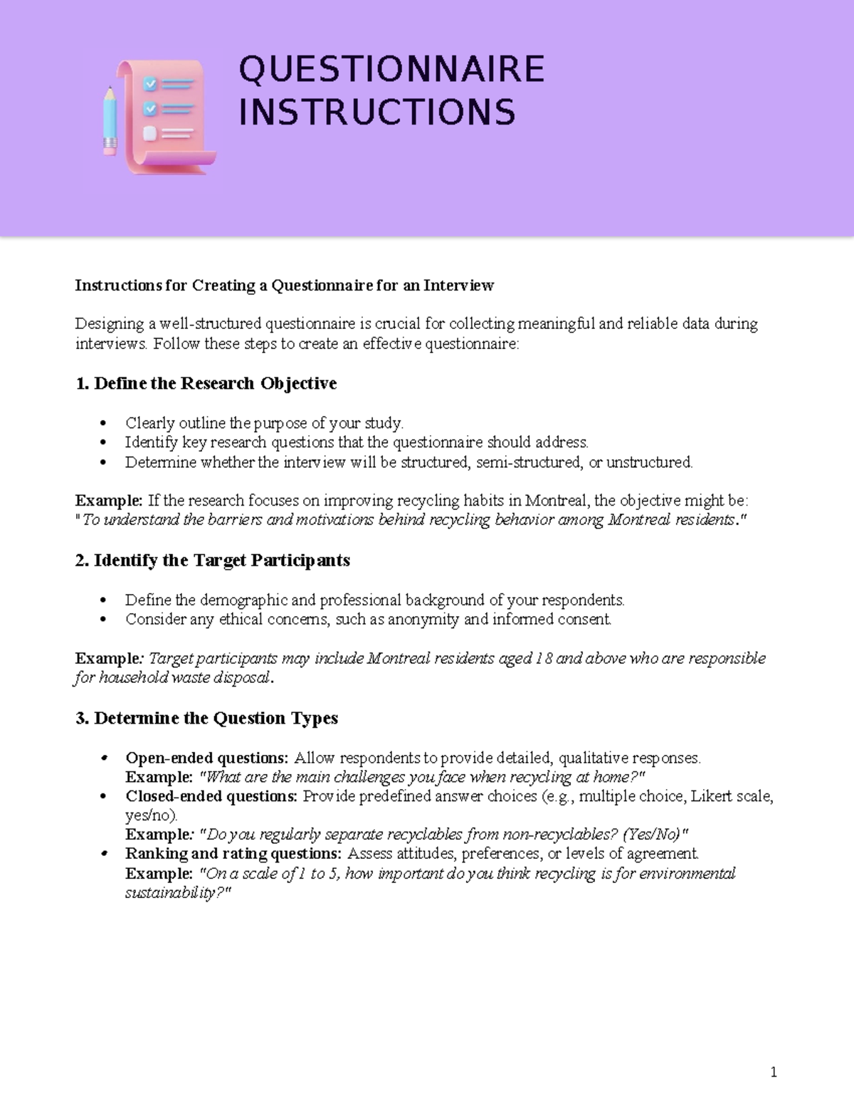 Creating an Effective Questionnaire for Interviews: A Guide - Studocu