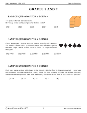 Math Kangaroo - 2024 Solutions Grades 5&6 - gsegtr4 - Studocu