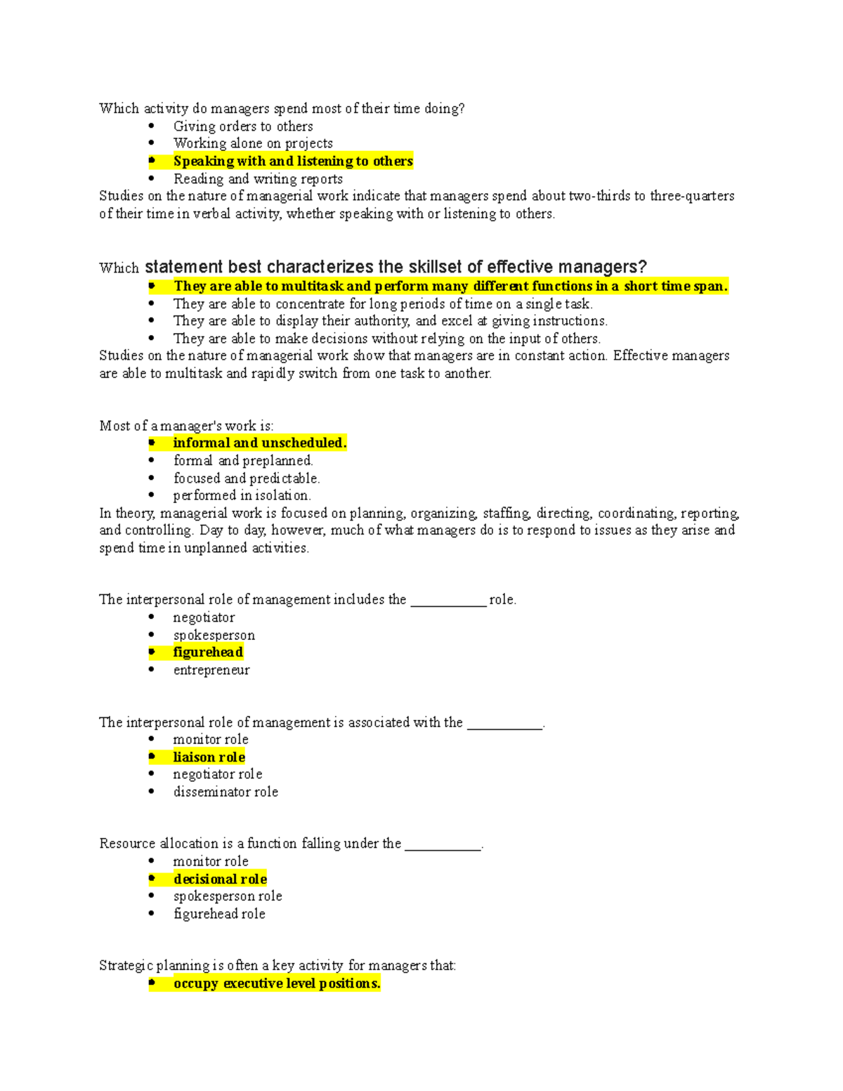 Management 101: Unit 1 Q&A on Managerial Skills and Functions - Studocu