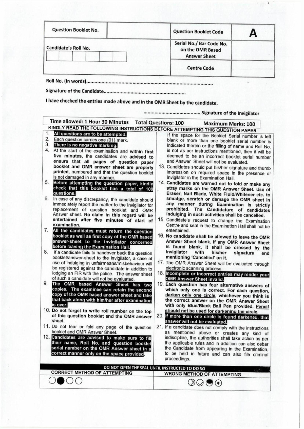 SETA10042022 - Question Paper Instructions and Guidelines for ...