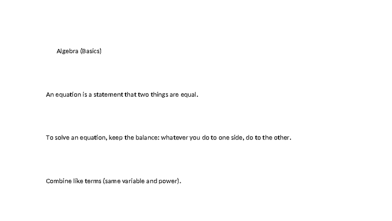 Maths Notes: Algebra, Functions, Trigonometry & Calculus Basics - Studocu