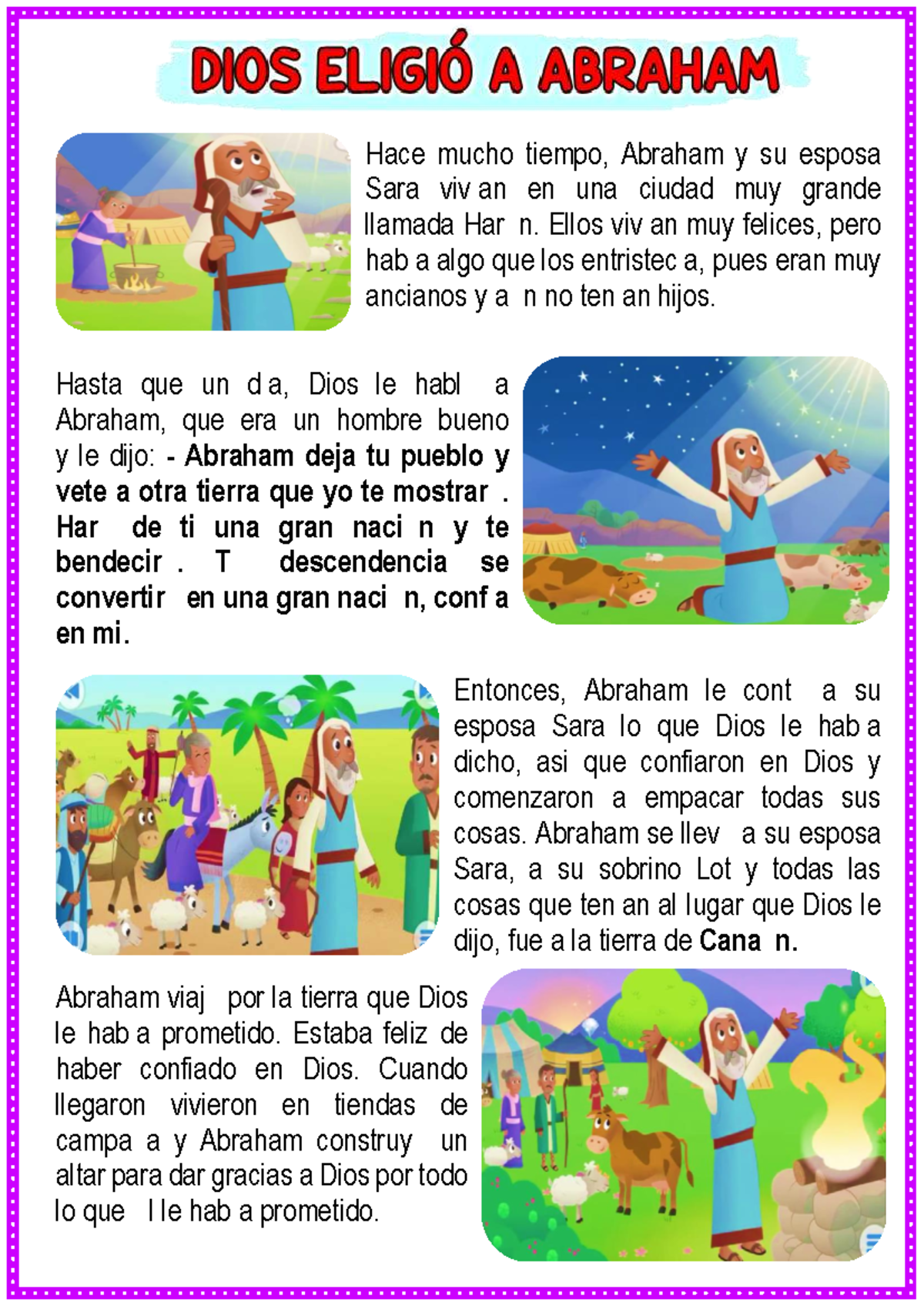 Ficha: Dios Llama a Abraham - 2° Grado, Maestra Janet - Studocu