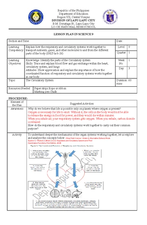 S9 Q1 W8 D1 - A detailed Lesson Plan and activities - Section and Time: Date: Learning ...