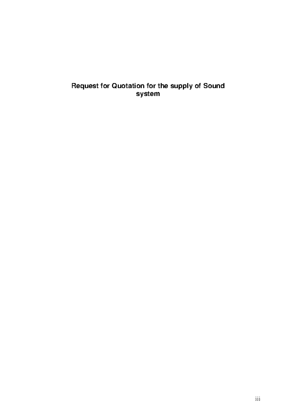 RFQsoundsystem 25012021 - iii Request for Quotation for the supply of ...