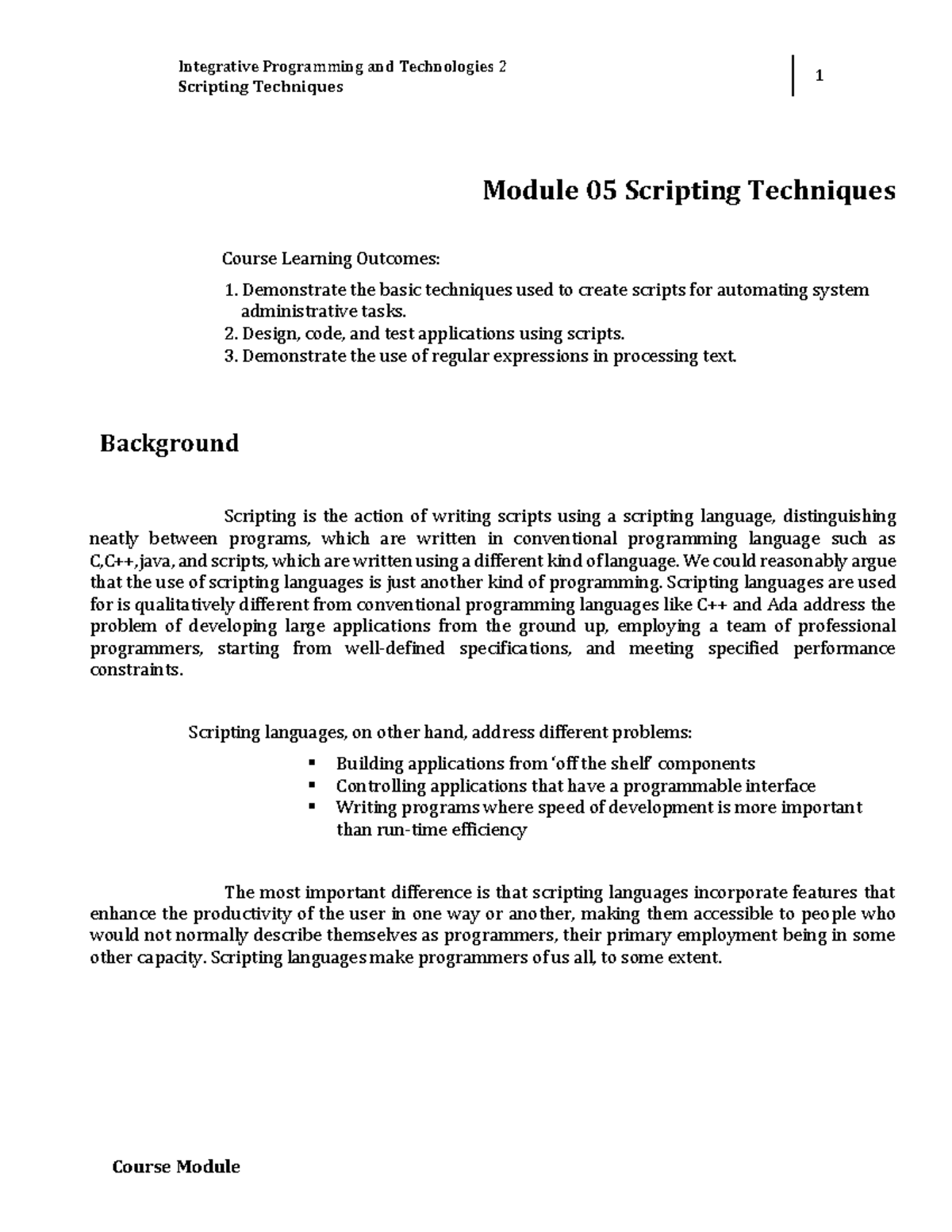 W6 Scripting Techniques - Scripting Techniques 1 Module 05 Scripting ...