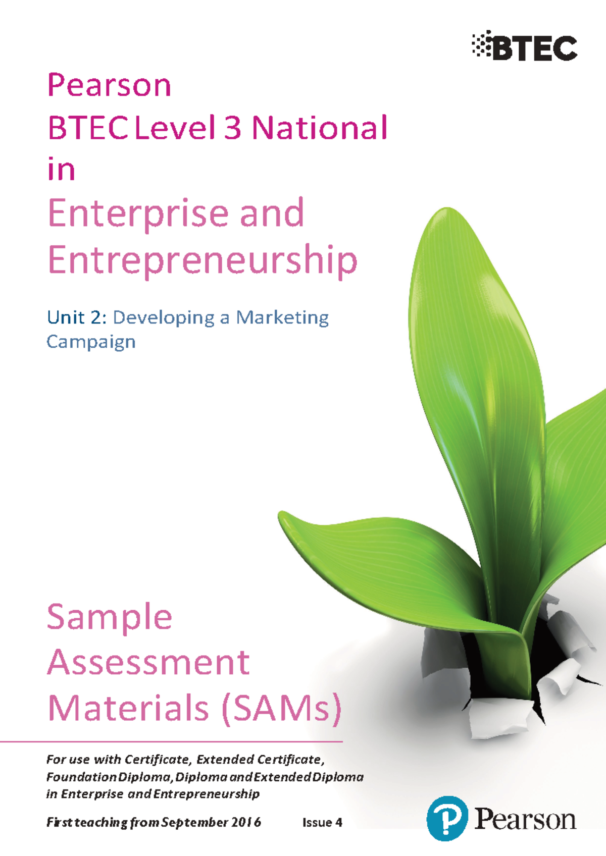 BTEC Level 3 National in Enterprise 31489H Unit 2 Marketing Campaign ...