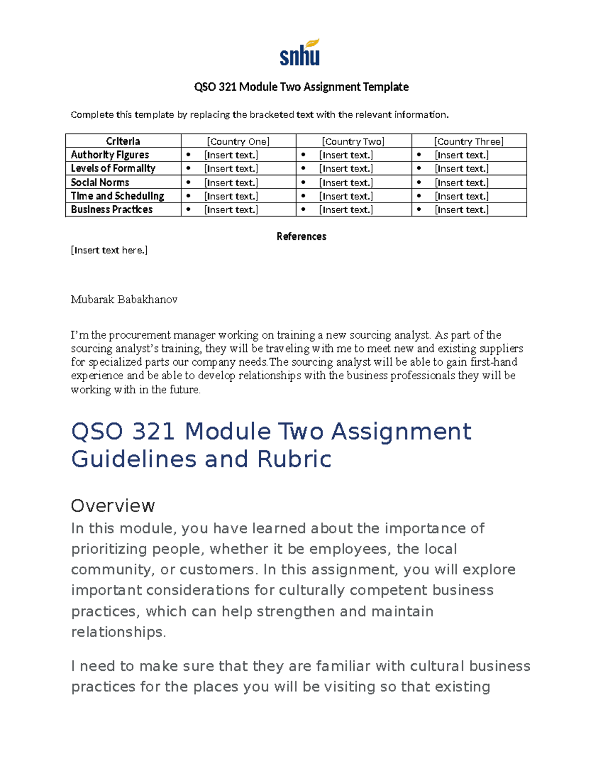 QSO 321 Module Two Assignment: Cultural Business Practices Guide - Studocu