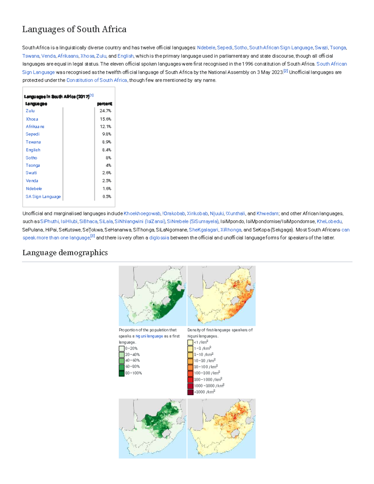 Languages of South Africa: A Comprehensive Overview (SA101) - Studocu
