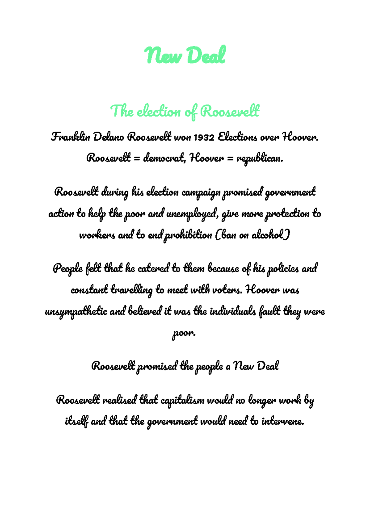 Roosevelt's New Deal: Key Notes on Economic Recovery (HIST 101) - Studocu