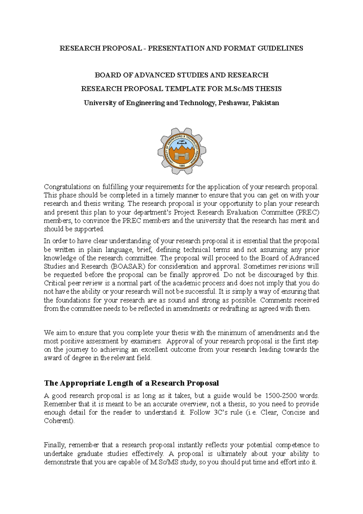 Revised MS Research Proposal Template & Guidelines (2019) - Studocu