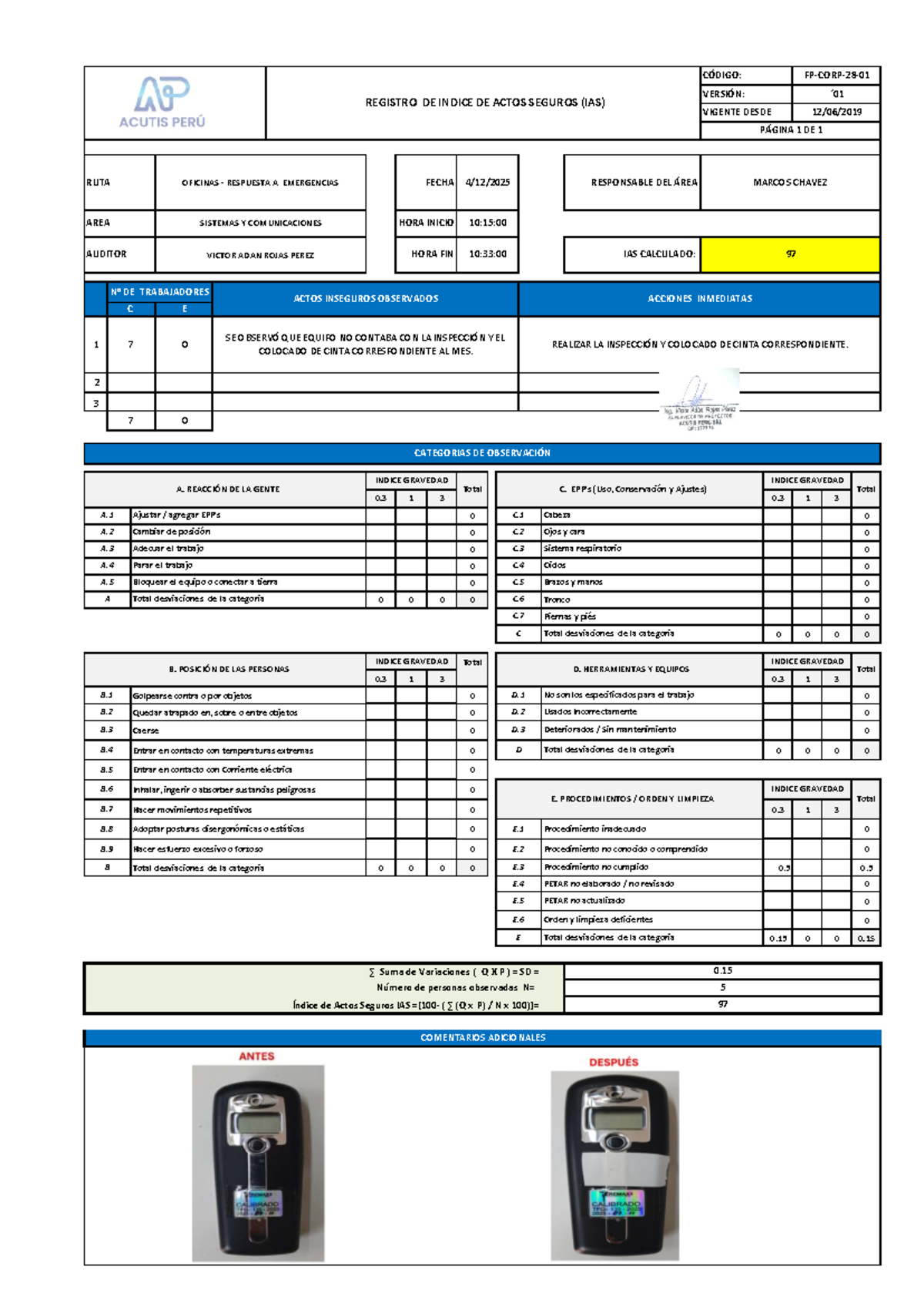 Registro de Índice de Actos Seguros (IAS) - Formato Diciembre 1 - Studocu