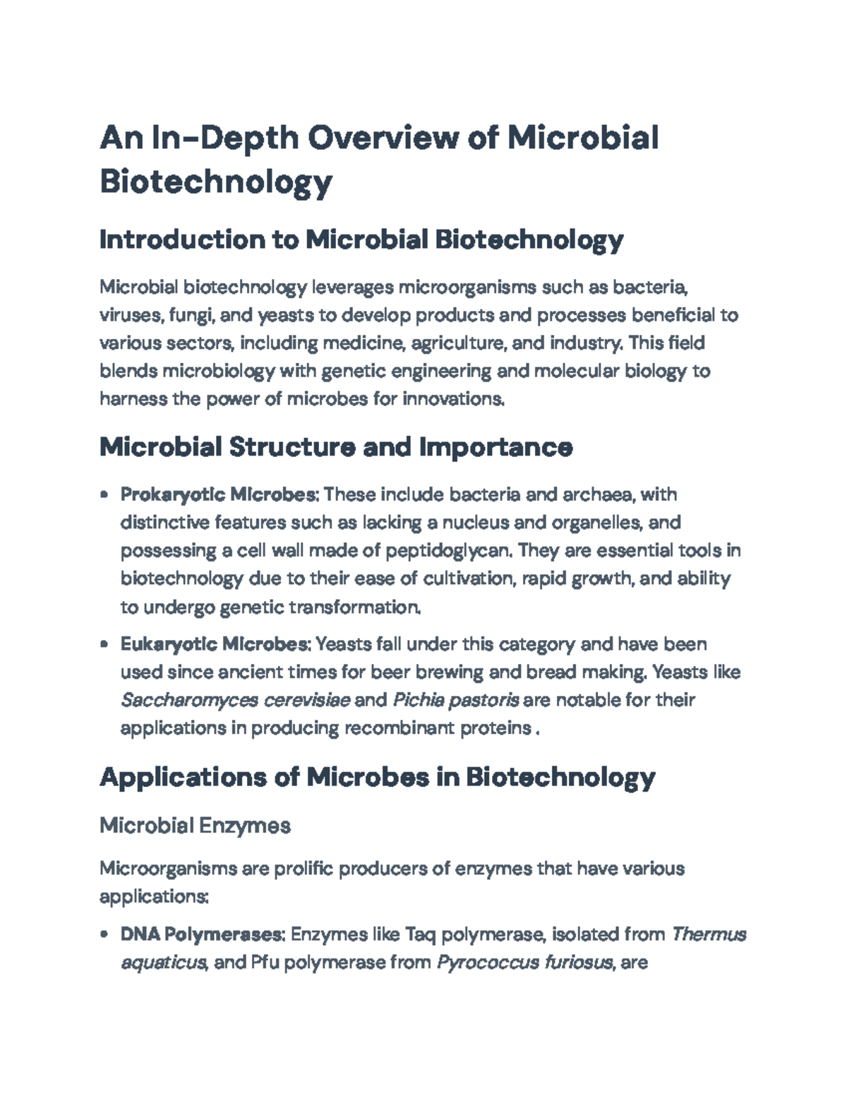 Microbial Biotechnology: Innovations, Applications, and Impacts - An In ...