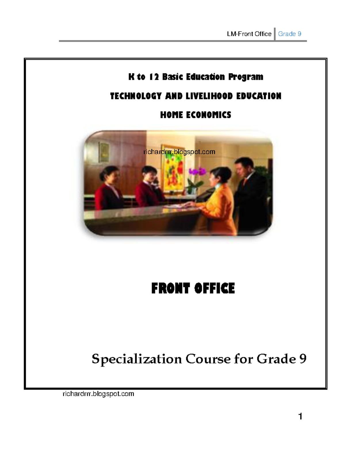Grade 9 TLE: Front Office Services Module and Competencies Guide - Studocu