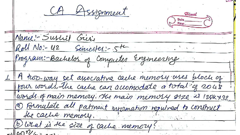 CA - Class Assignment on Cache Memory and Binary Multiplication ...