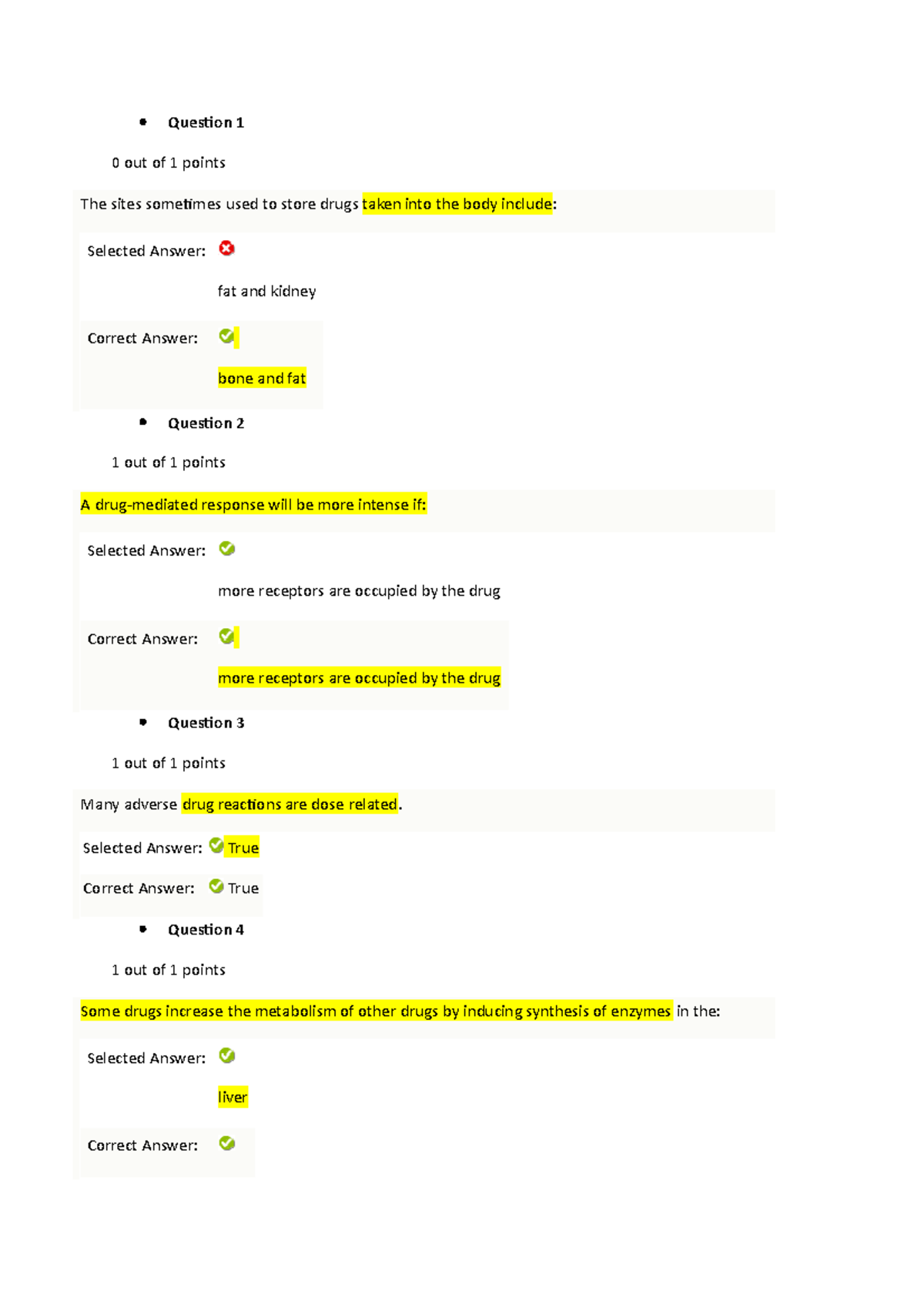 Drug Interactions and Pharmacology Quiz Notes (Course Code: 1) - Studocu