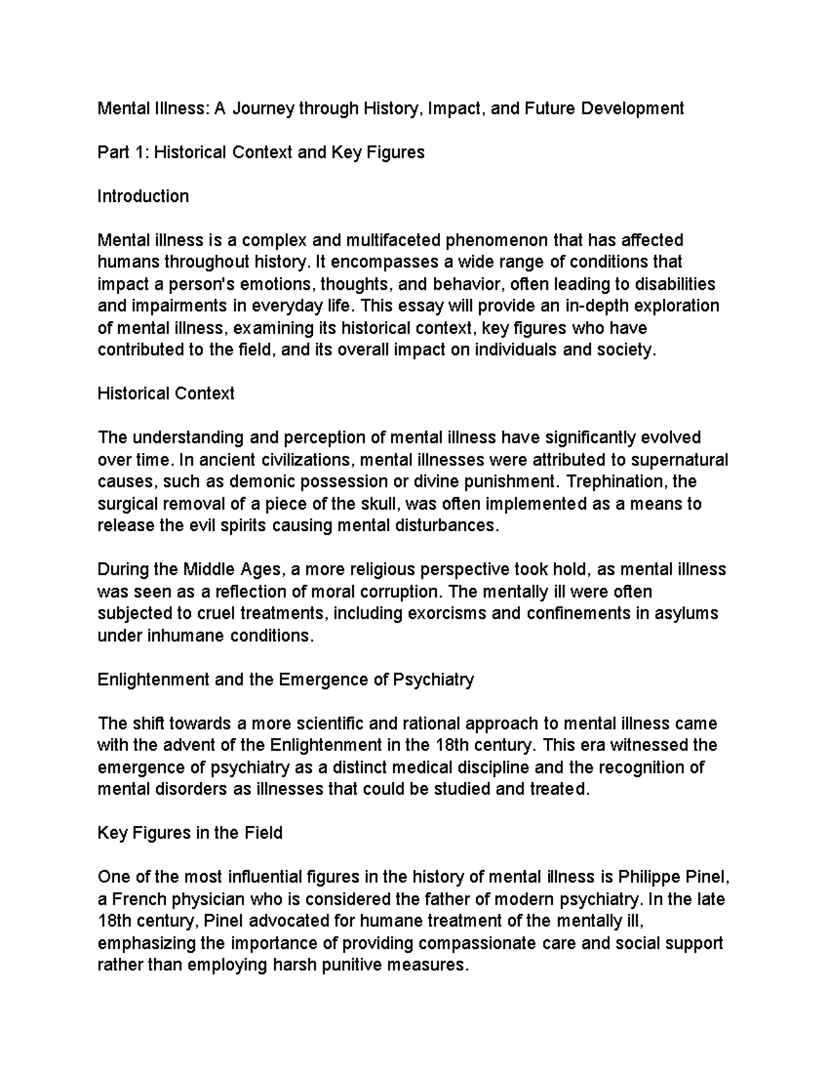 Mental Illness 1: Historical Perspectives and Key Contributors ...