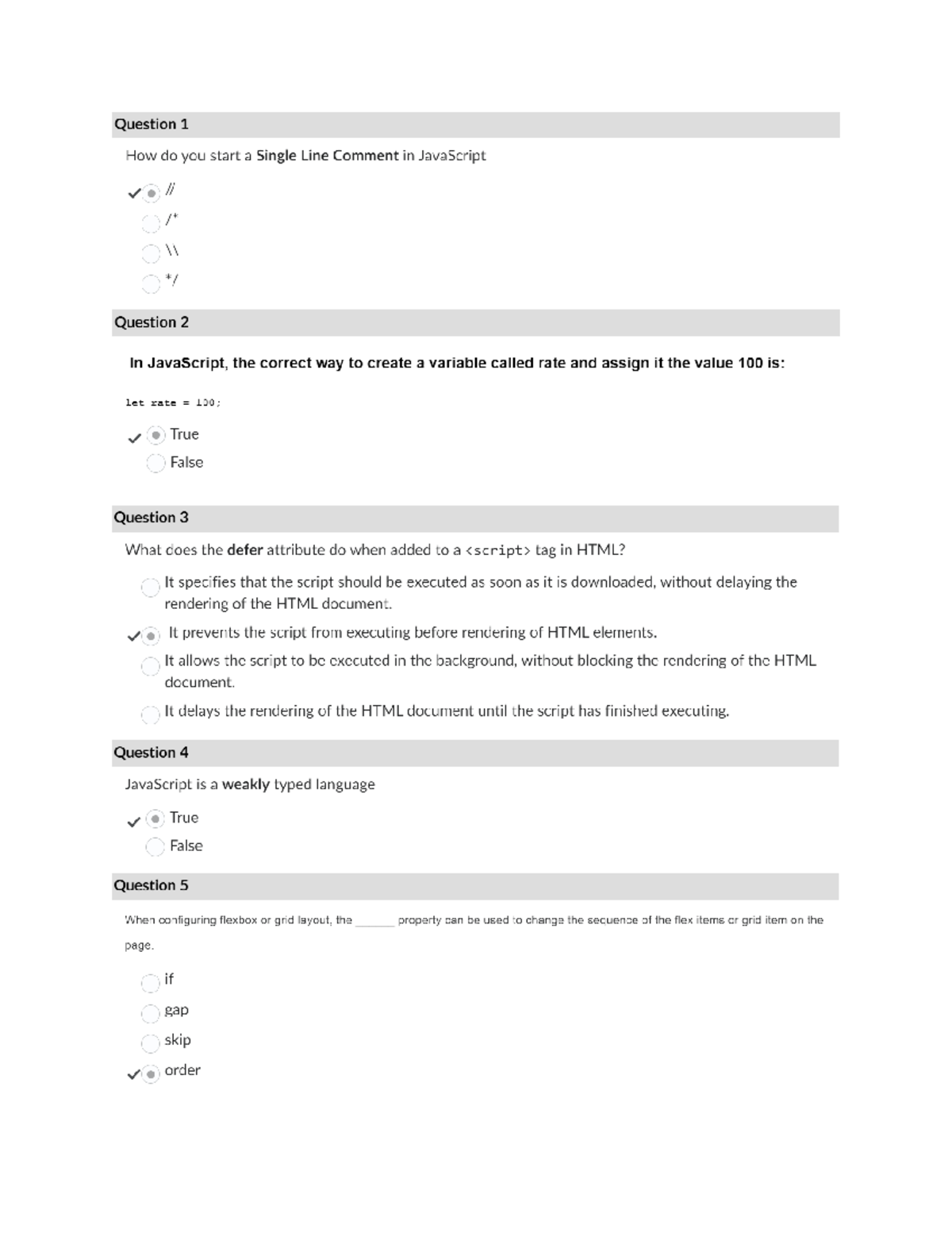 Quiz Answers for Week 5 - Question 1 How do you start a Single Line ...