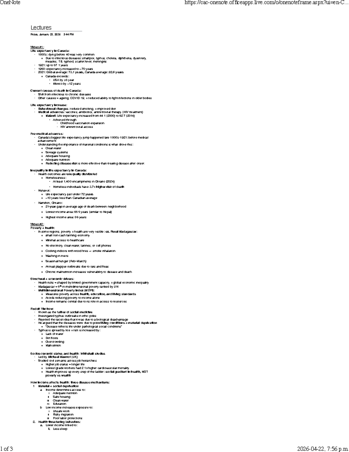 Health Sci Week 2 Notes: Life Expectancy & Health Inequities - Studocu