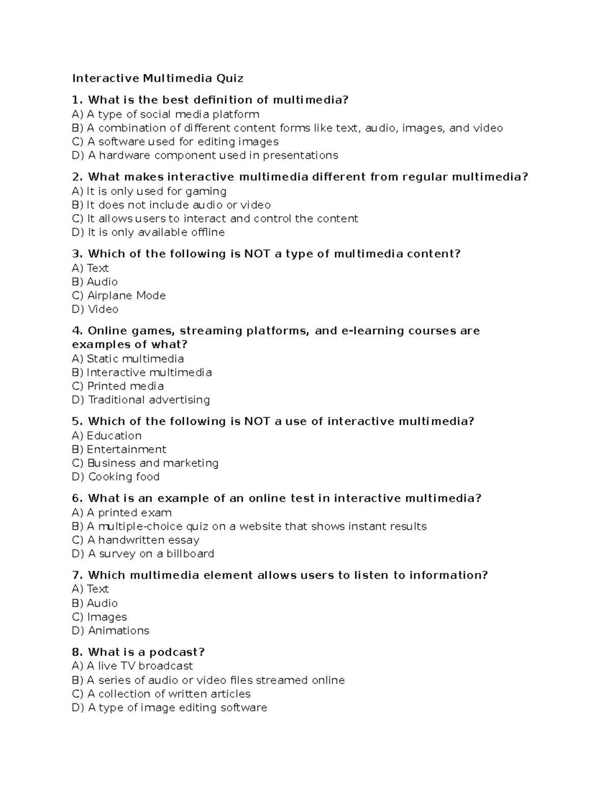 Quiz for Empowerment Technologies - Interactive Multimedia Quiz What is ...