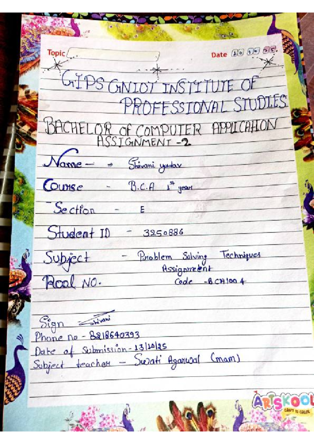 B.C.A 1st Year Assignment: Problem Solving Techniques - Studocu