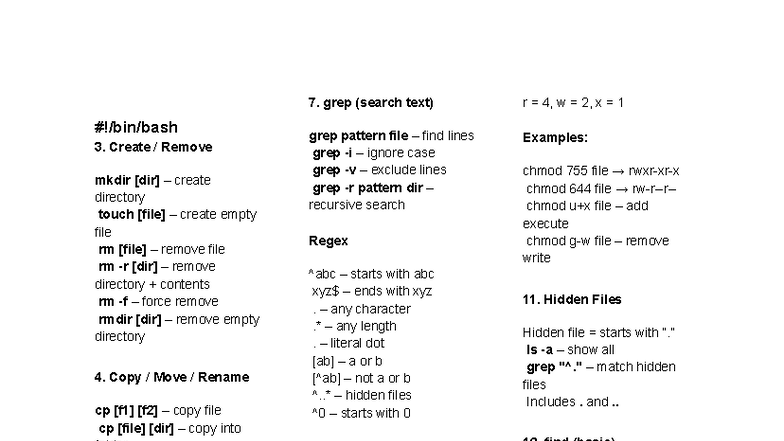 Cheat Sheet: Linux Command Line Basics (CS101) - Studocu