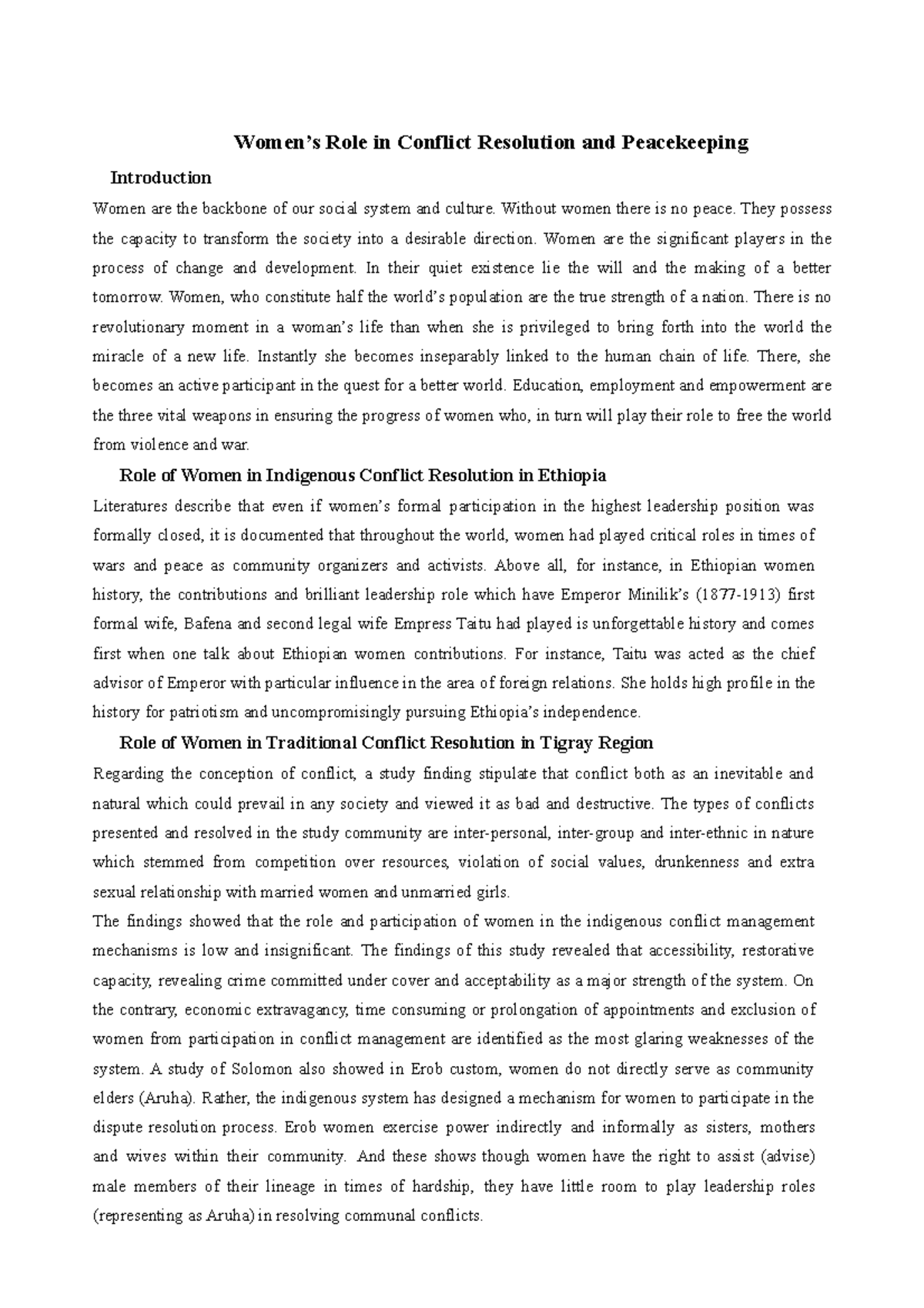 Anthro 2 - Women's Role in Conflict Resolution: A Group Study ...