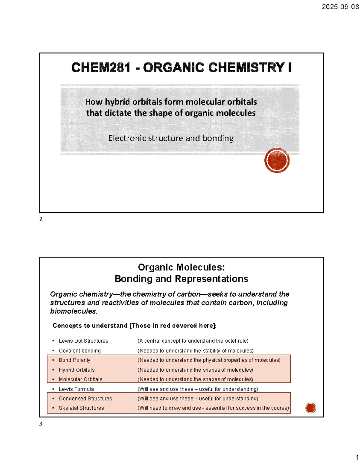 Hybrid Orbitals and Molecular Geometry - CHEM281 Fall 2024 Lecture - Studocu