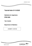 STA1505 - Unisa - Statistics for beginners - Studocu