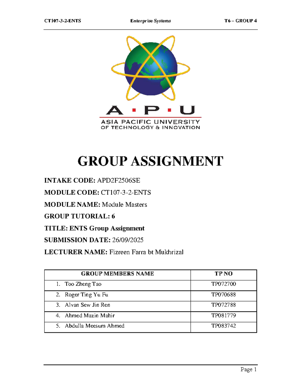 T6 ENTS Group Assignment: Enterprise Systems Analysis and Insights ...
