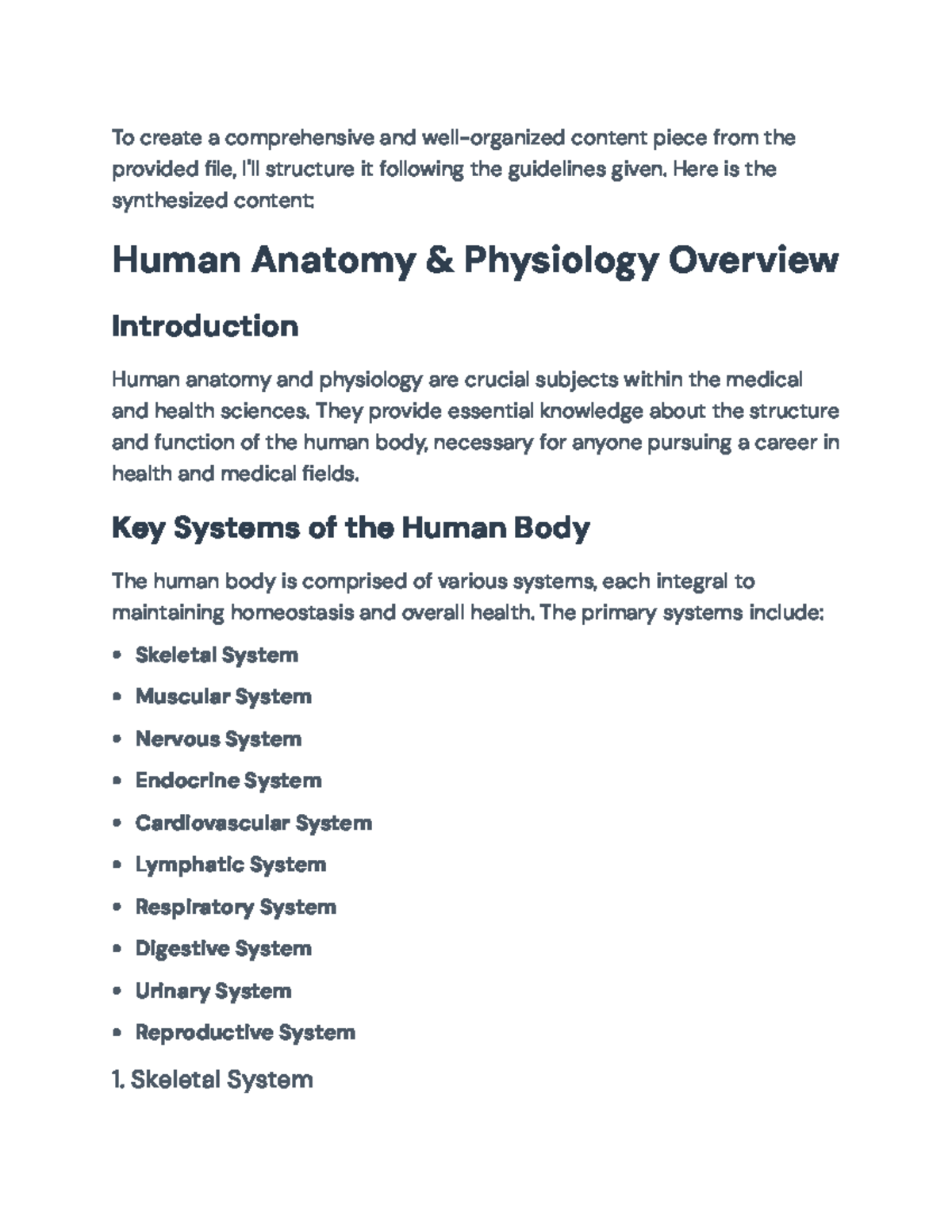 Human Anatomy & Physiology (A&P 101): Key Body Systems Overview - Studocu