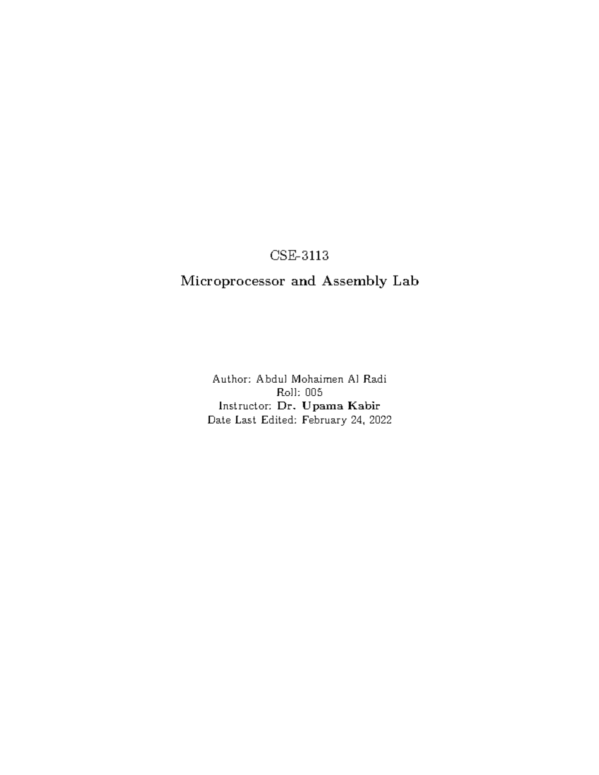 MPU-Lab: Microprocessor & Assembly Language Lab Notes - Studocu