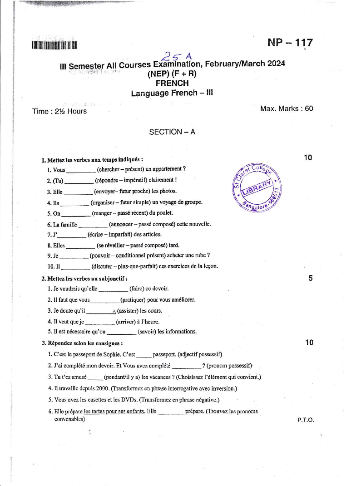 French III Exam Review - Course 2424 - February/March 2024 - Studocu
