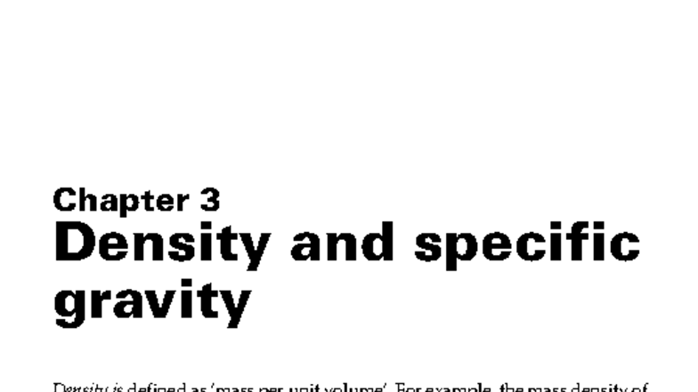 Chapter 3 - Density and Specific Gravity in Fluid Mechanics - Studocu