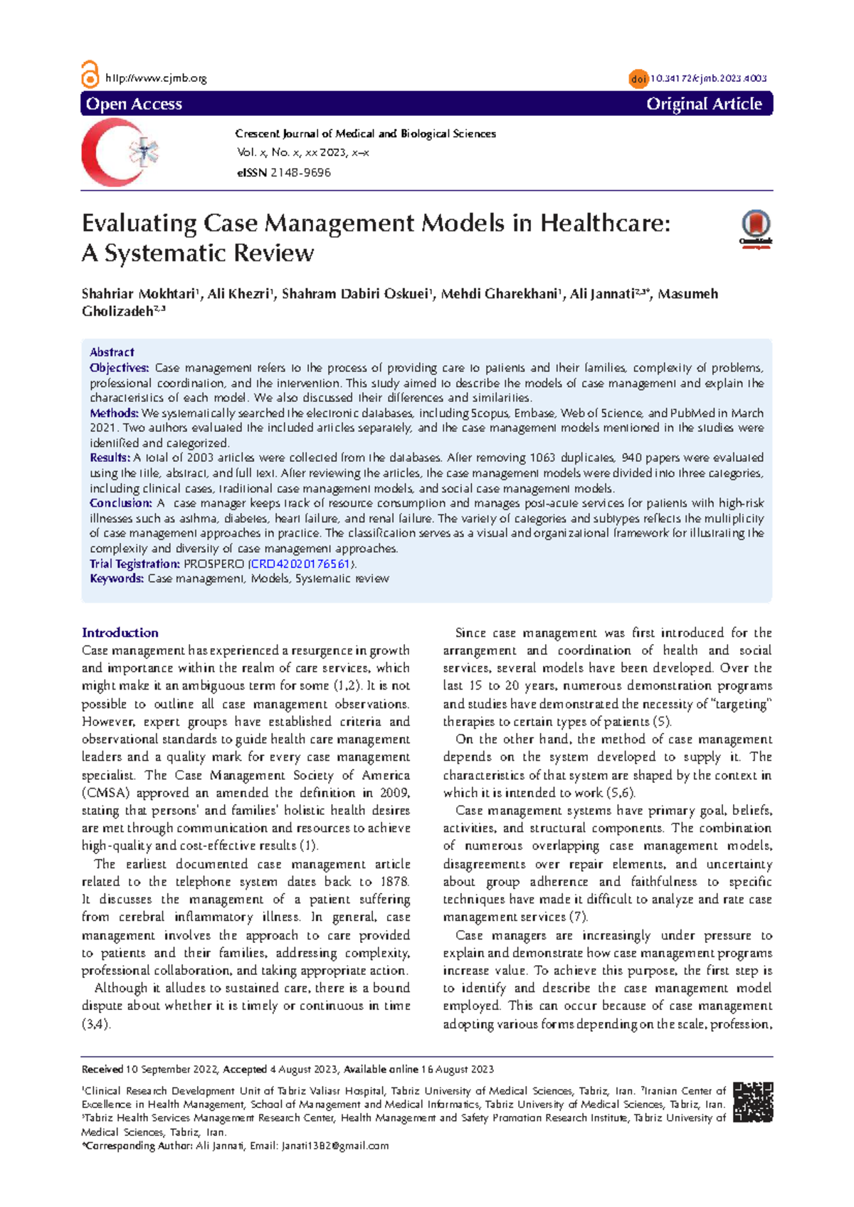 Evaluating Case Management Models in Healthcare: A Systematic Review ...