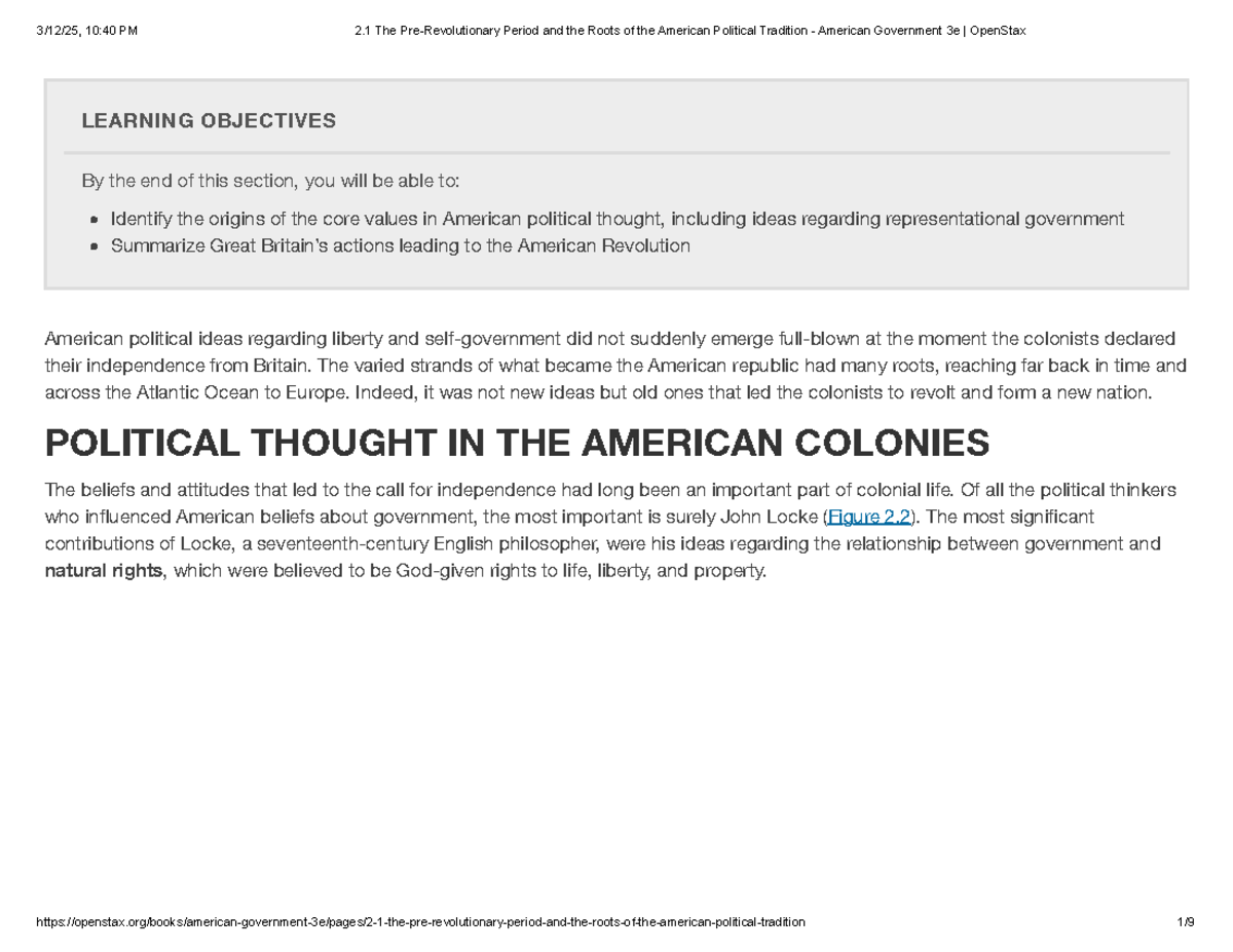 American Government 3e: The Pre-Revolutionary Period & Roots of U.S ...